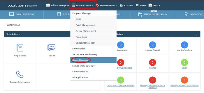 Access Xcitium Modules, Xcitium Administrative Console, Xcitium